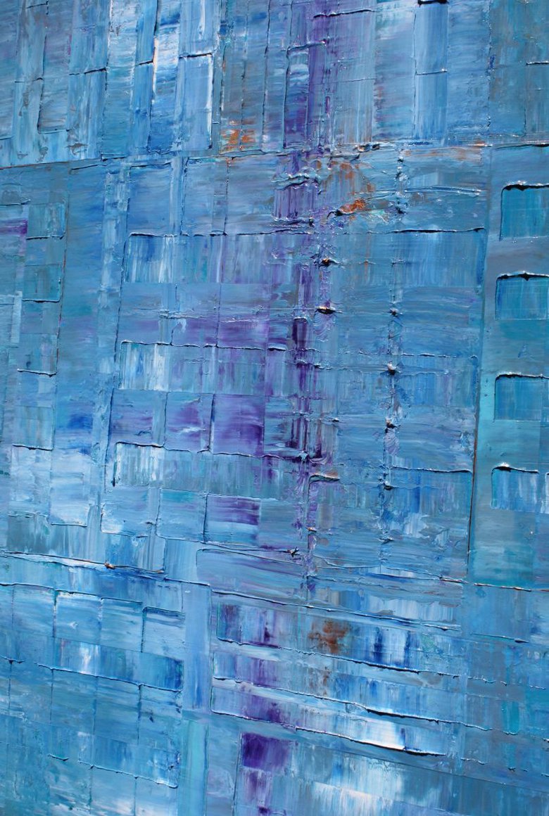Primitive Blue Mosaic Abstract Acrylic painting: Robert Lynn | Artfinder
