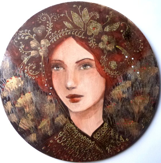 Alizée Gold Acrylic painting by Loetitia Pillault | Artfinder