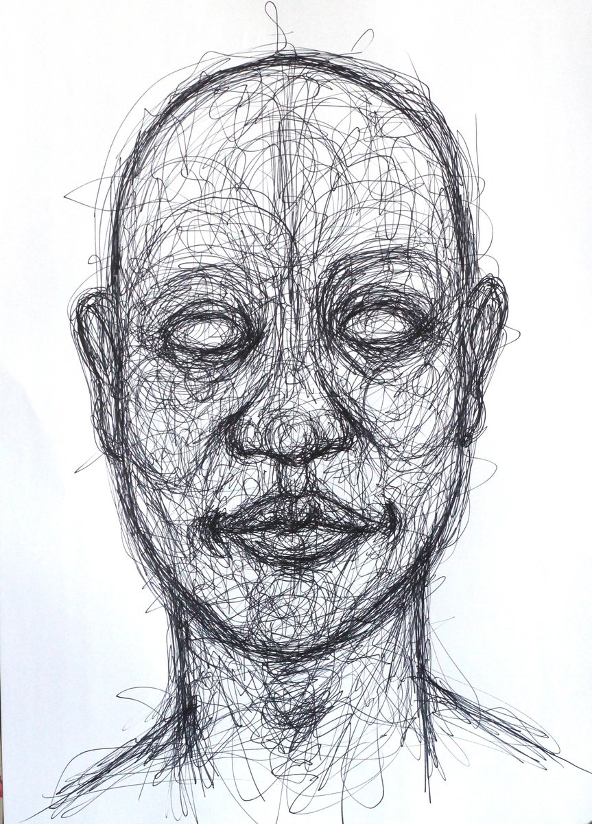 Line portrait Ink drawing by Mark Barrable | Artfinder