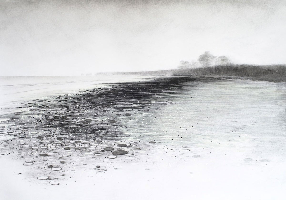 Studland Bay Charcoal drawing by Sophie Coe | Artfinder