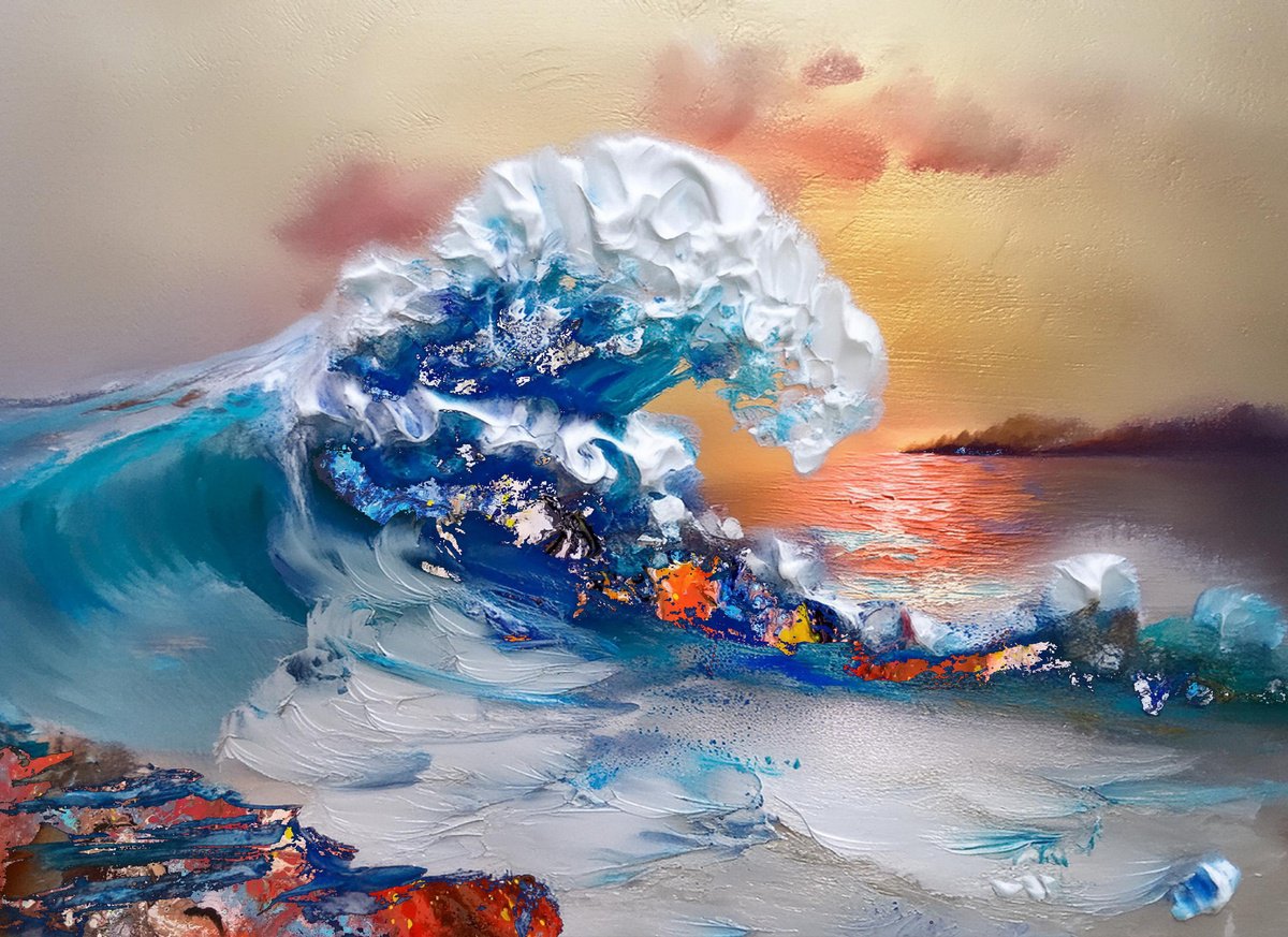 Abstract Painting Ocean Wave Oil painting by Nikolina Andrea Seascapes ...