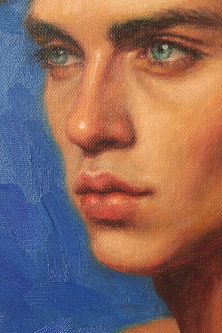 Man with Cobalt Blue Oil painting by Pat Kelley | Artfinder