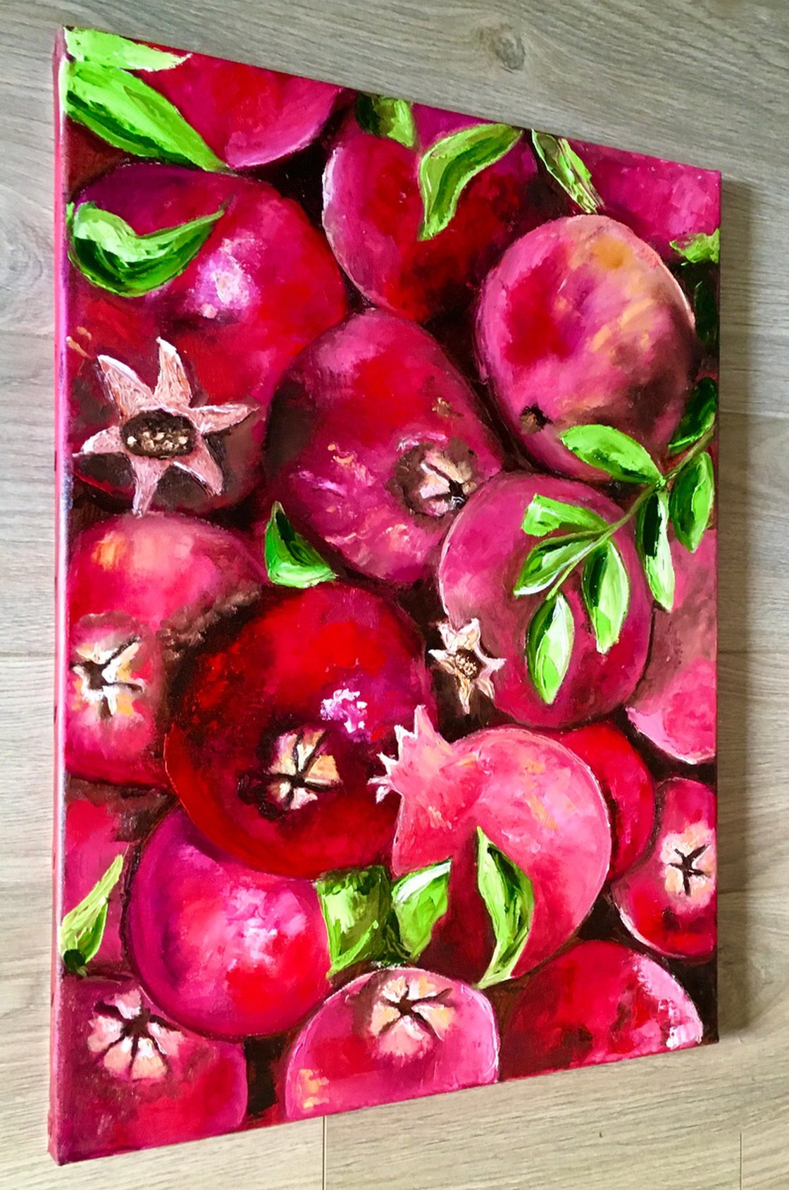 Pomegranates still life. Red still life. Oil painting by Olga Koval ...