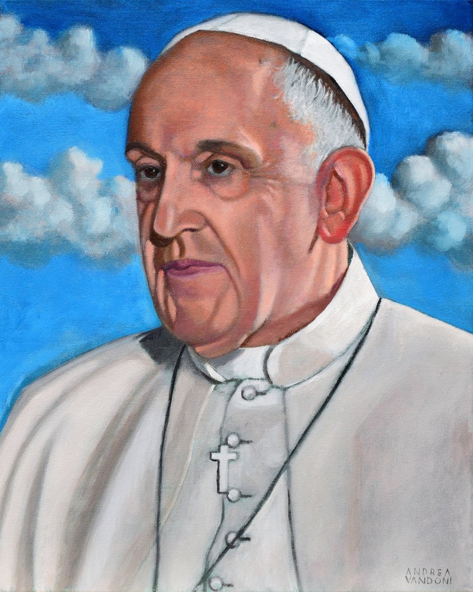 Portrait of Pope Francis Oil painting by Andrea Vandoni | Artfinder