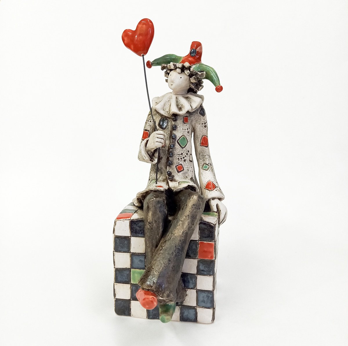 The Clown Sitting on a Chess Cube Clay sculpture: Izabel Nemechek ...
