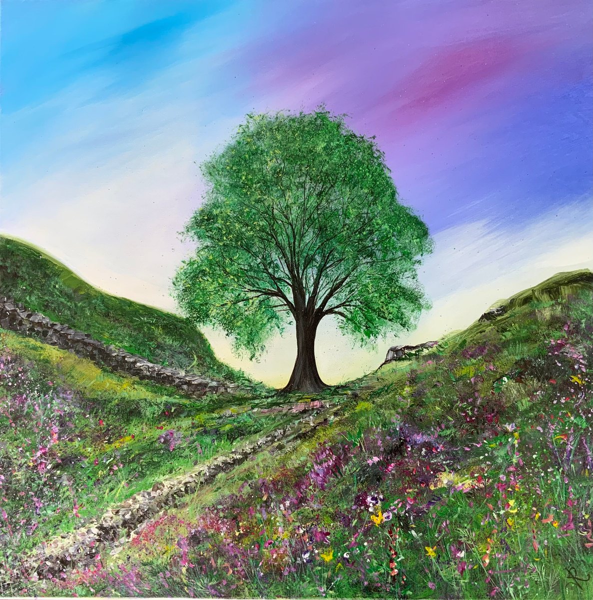 Sycamore Gap Acrylic painting: Jan Rogers | Artfinder