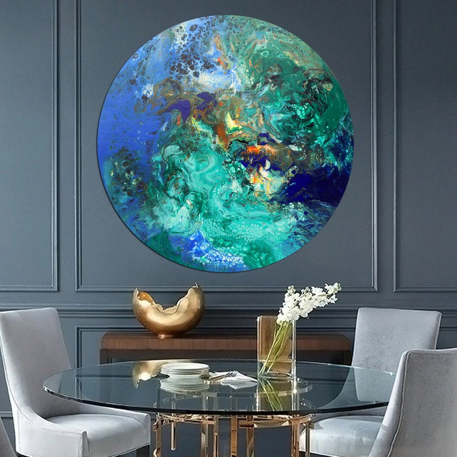 Large abstract round painting 80x80 cm - Peace Acrylic painting by ...