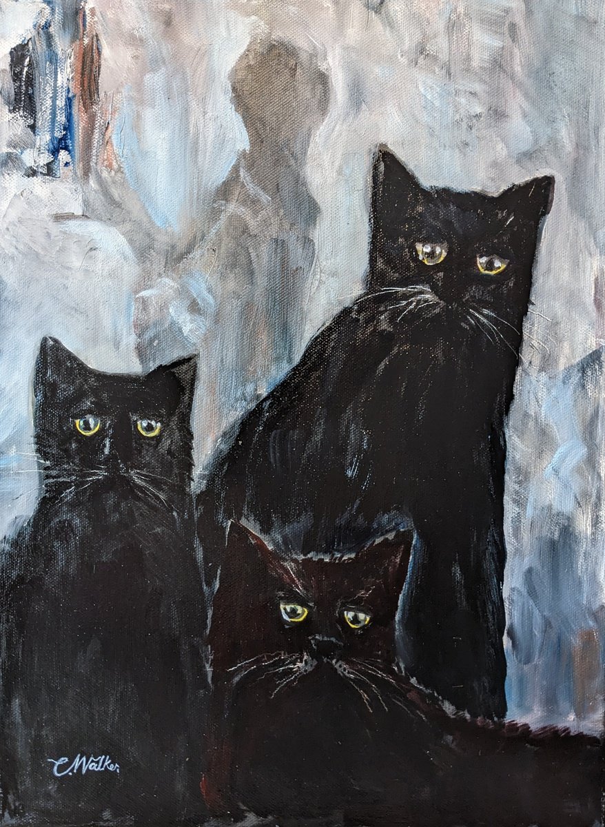 Aloof - Three Cats Oil painting by Chris Walker | Artfinder