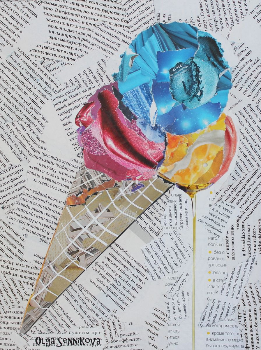 Ice cream cone/Collage/Free shipping Collage by Olga Sennikova | Artfinder