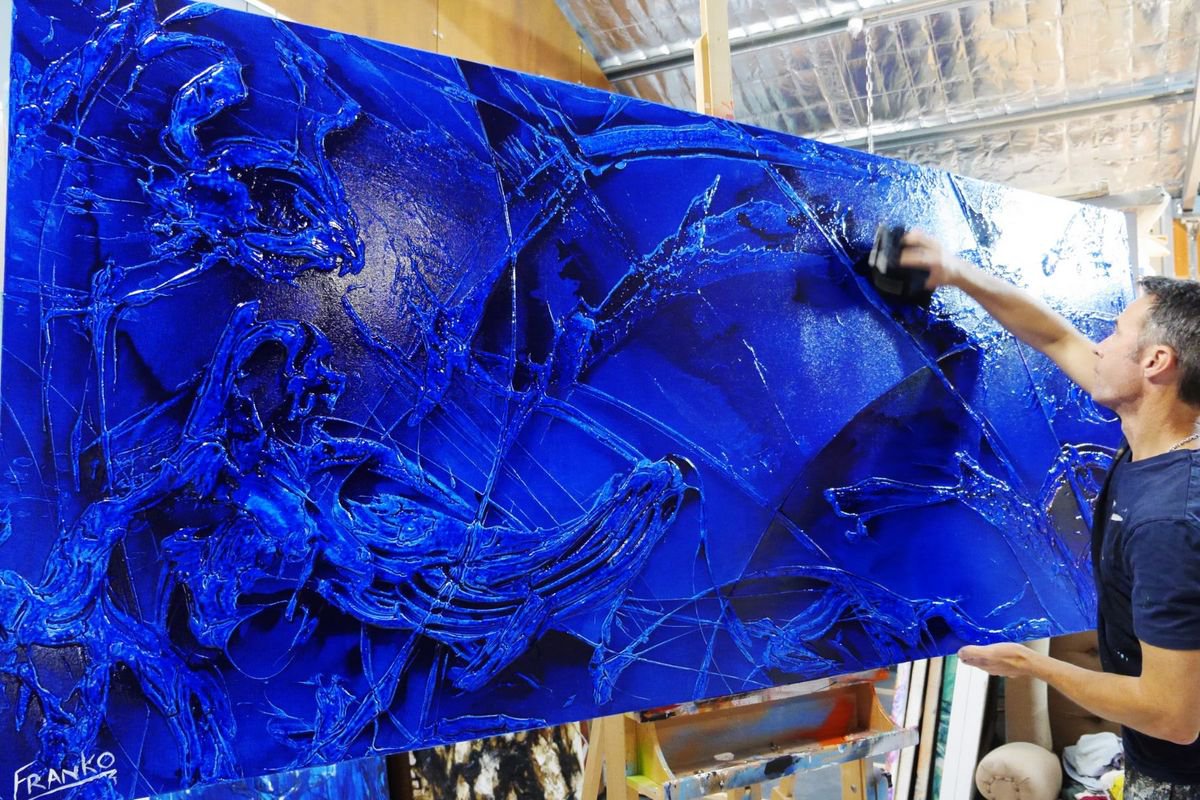 Infused Ink Ocean 240cm x 100cm Huge Texture Abstract Art Acrylic ...