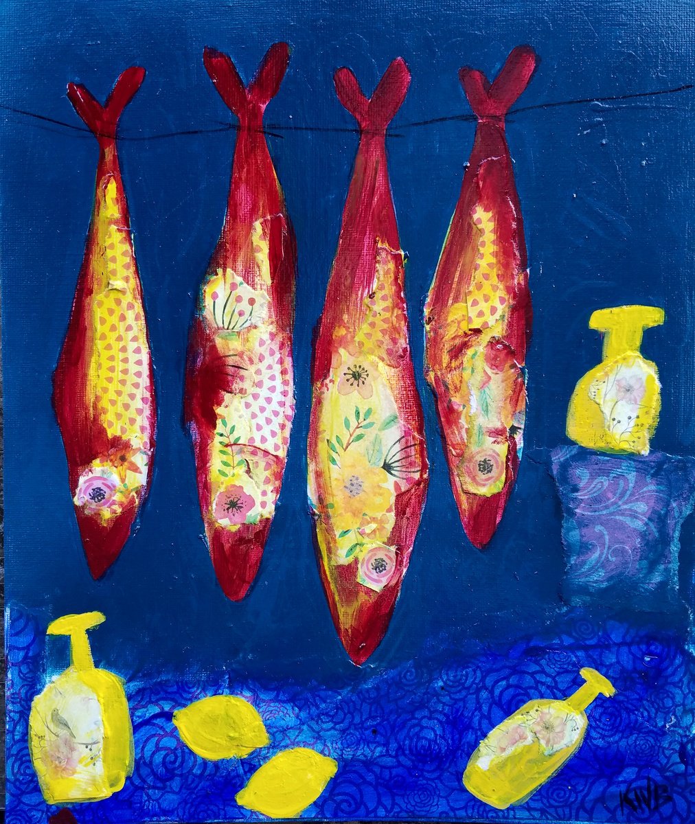 Smoked Fish (II) Mixed-media painting: Kevin Blake | Artfinder