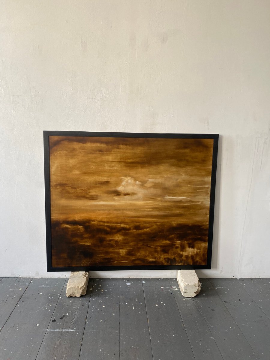 Golden brown Oil painting: Grey Aiden | Artfinder