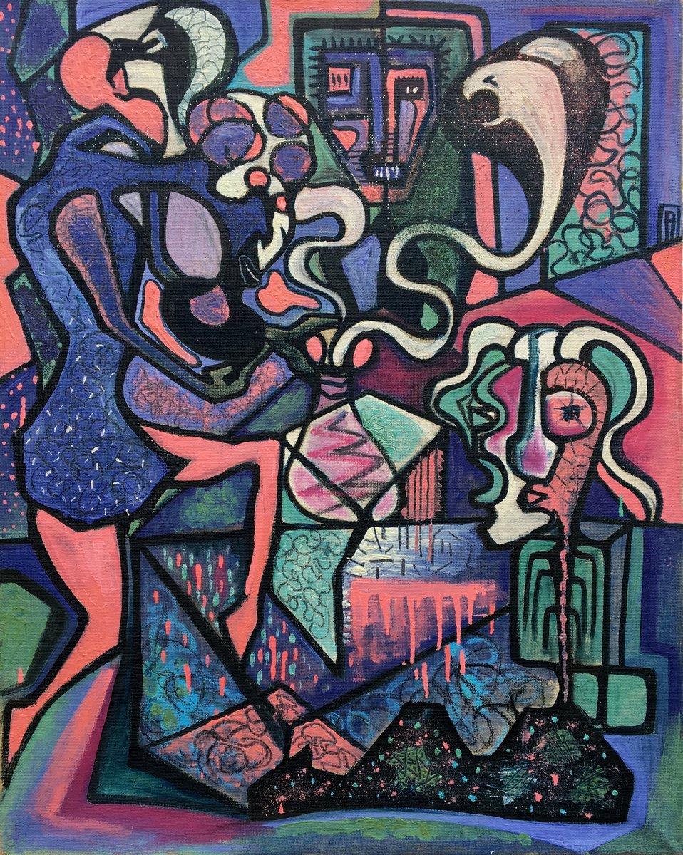 Snake in vessel Oil painting: Frantisek Florian | Artfinder