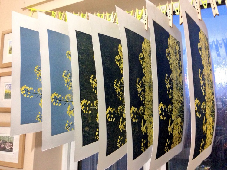 Sunshine Fields Linocut by Alexandra Buckle | Artfinder