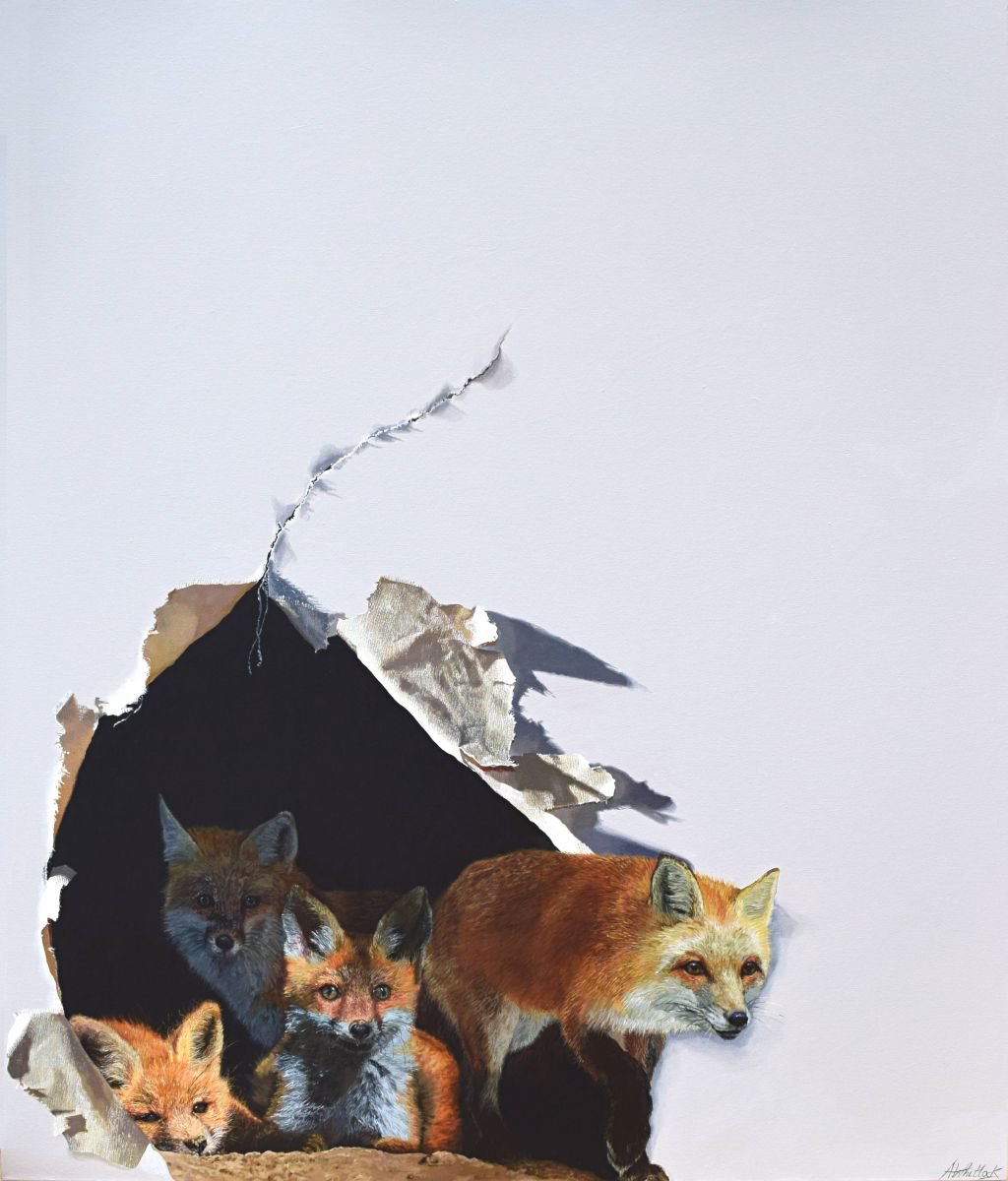 Outfoxed - Extra Large Fox/ Animal Painting Acrylic painting by Abi ...