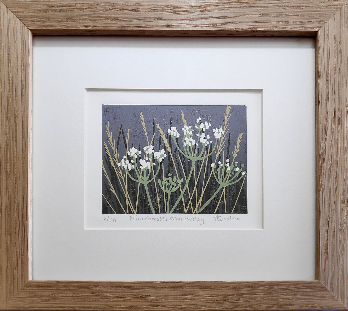 Mini Grasses and Parsley, framed Linocut by Alexandra Buckle | Artfinder