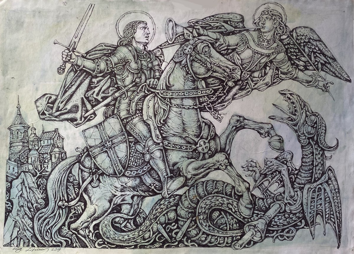 George the Victorious Watercolour: Oleg and Alexander Litvinov | Artfinder
