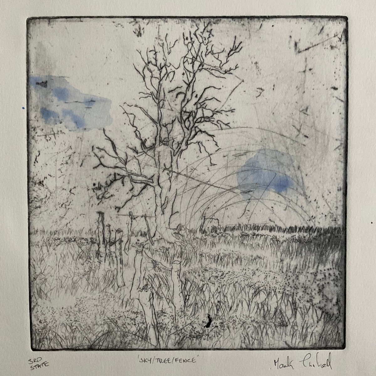 Sky,Tree,Fence Etching / Engraving by Mark Thirlwell | Artfinder