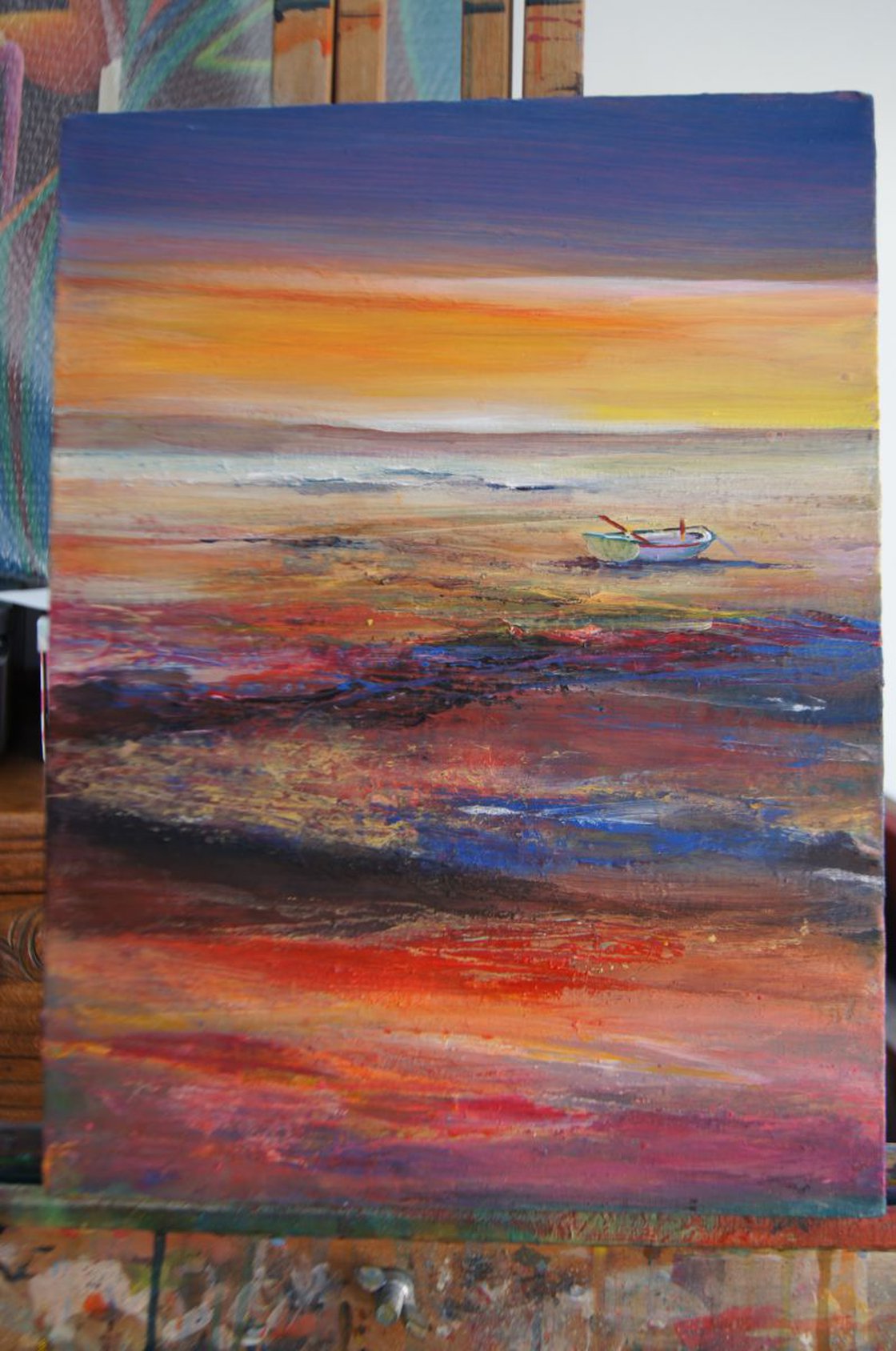 Rowing boat Acrylic painting by Karen Wilcox | Artfinder
