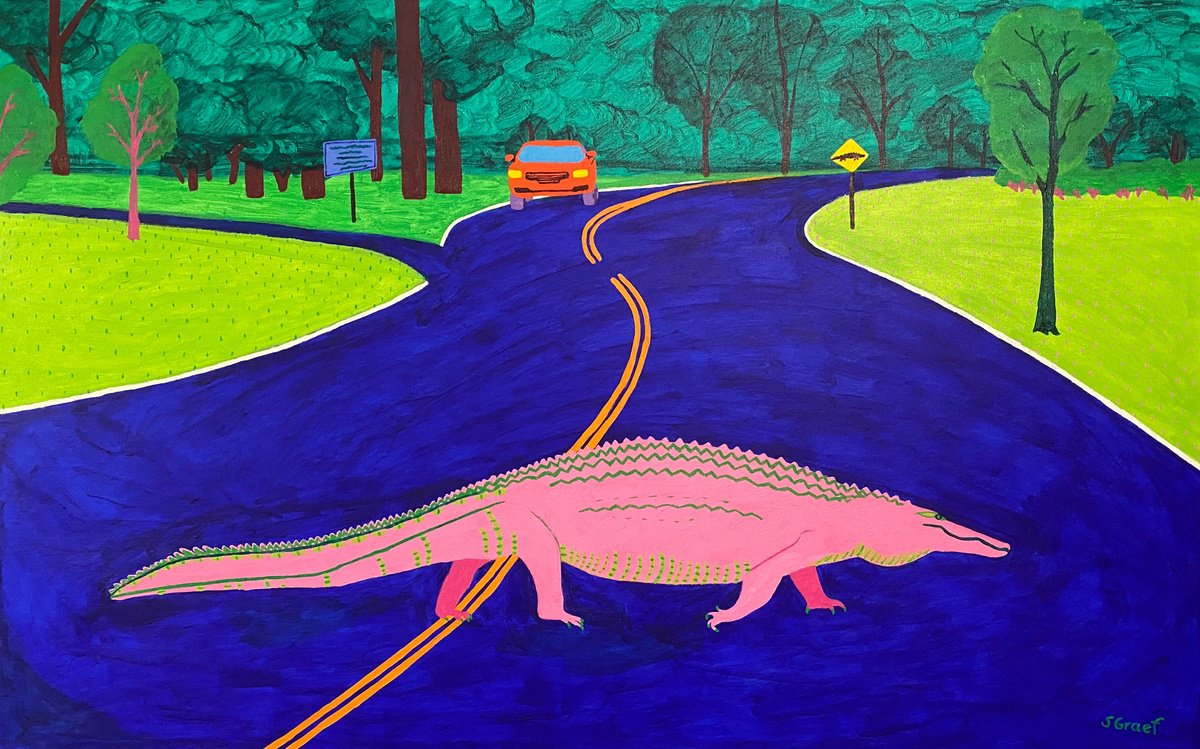Gator Crossing Acrylic painting by Sue Graef | Artfinder