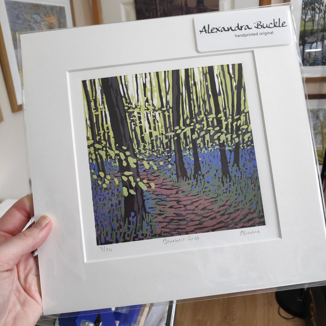 Bluebell Drift Linocut: Alexandra Buckle | Artfinder
