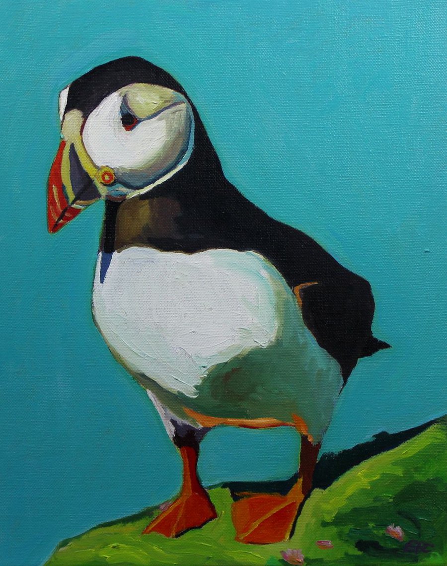 Mr Puffin Oil painting by Emma Cownie | Artfinder