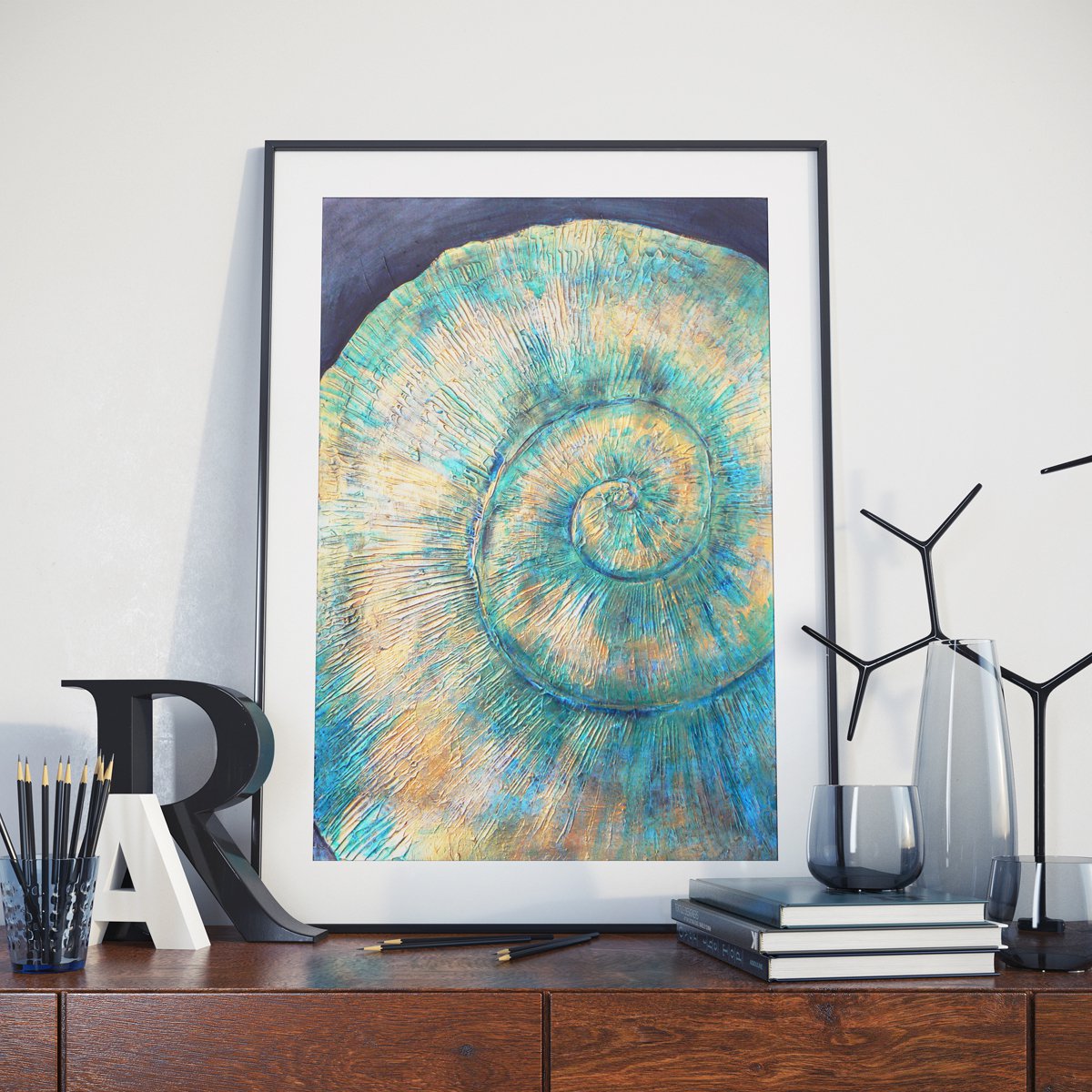 Ammonite (textured artwork of a fossil ammonite) Acrylic painting ...
