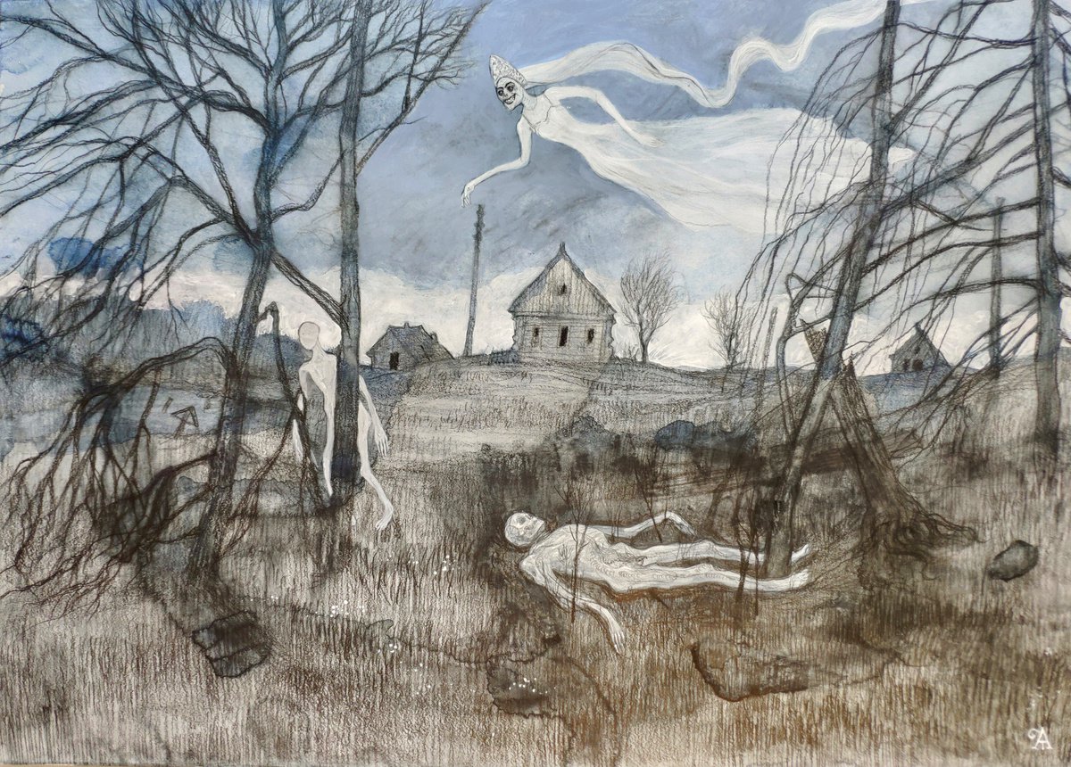 Russian Landscape With The Undead Drawing by Natalia Andrushaewa ...