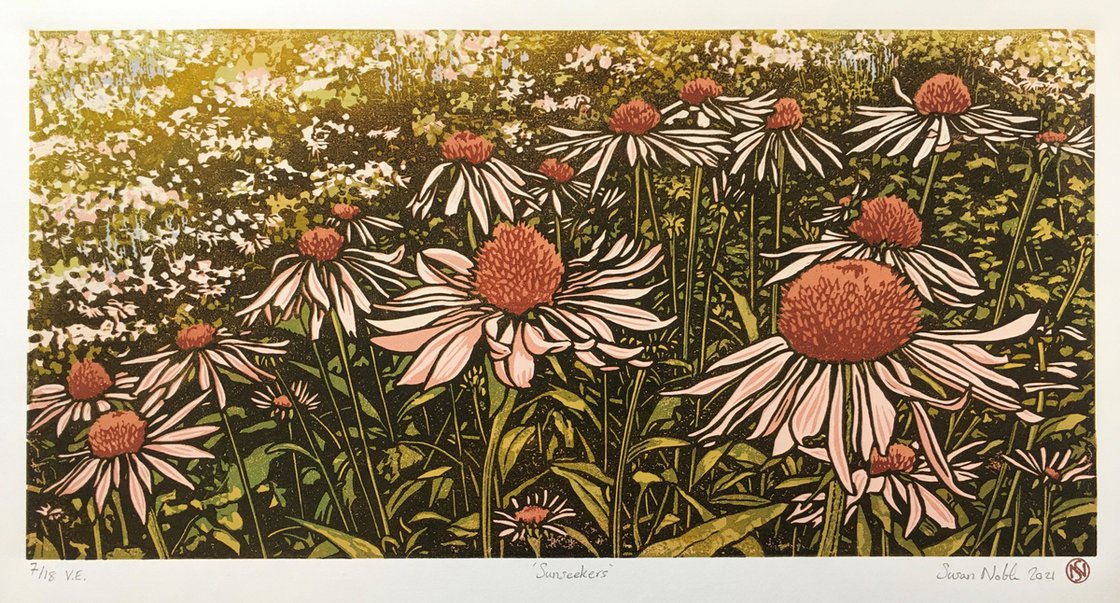 Sunseekers Linocut: Susan Noble | Artfinder
