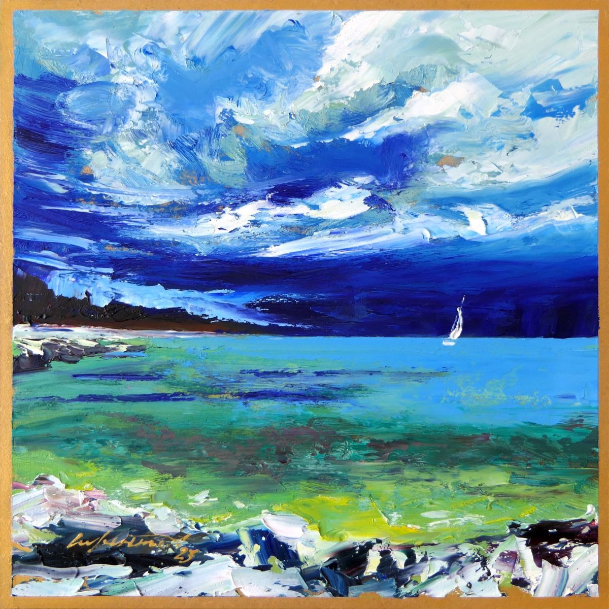 Before the Thunderstorm on Garda Lake, Italy Landscape, Oil Painting on ...