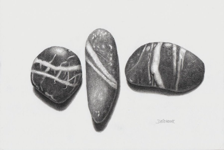 Three Pebbles Pencil drawing: Dietrich Moravec | Artfinder