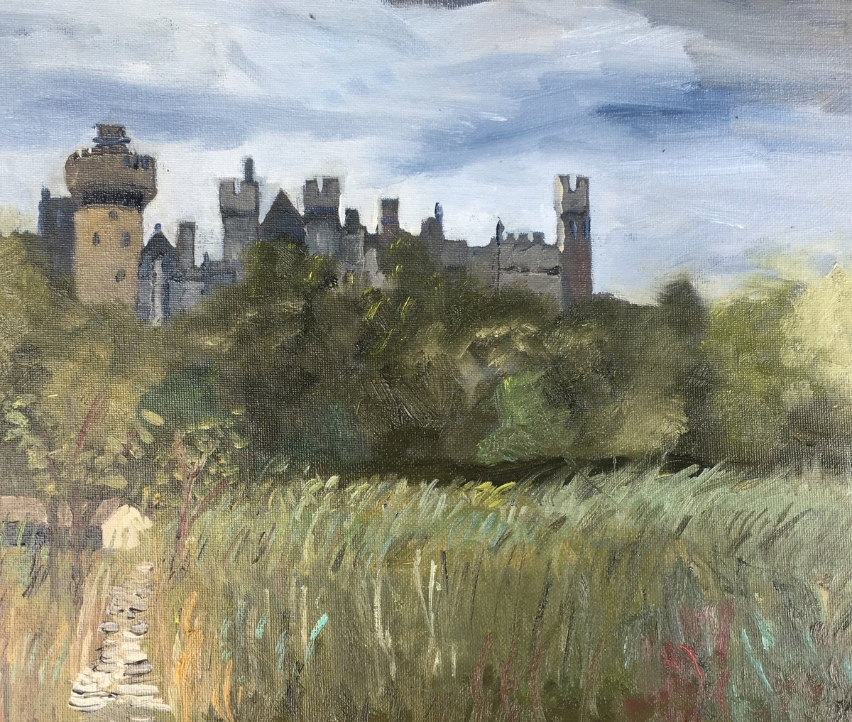 Arundel Castle, the meadows Oil painting: Julian Lovegrove Art | Artfinder