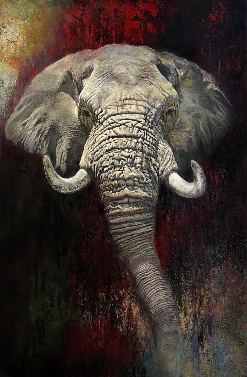 The Gentle Giant, large original Elephant painting Acrylic painting: Paul Hardern | Artfinder