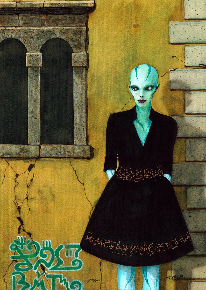 Alien in the city of Italy Watercolour by REME Jr. | Artfinder