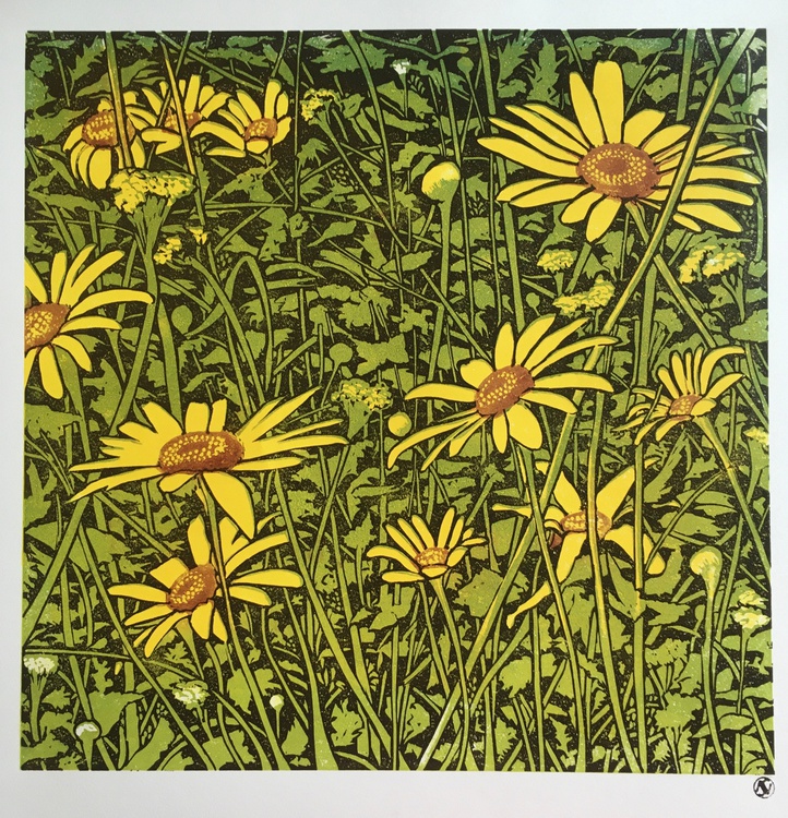 Black-eyed Susans (2020) Linocut by Susan Noble | Artfinder