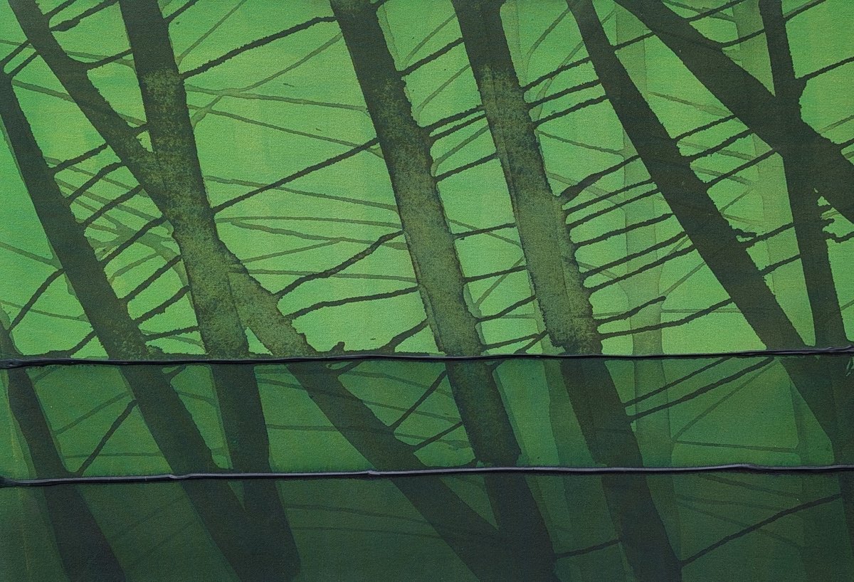 Original Acrylic Painting - Fragile Forest Dark Green by Dara Park