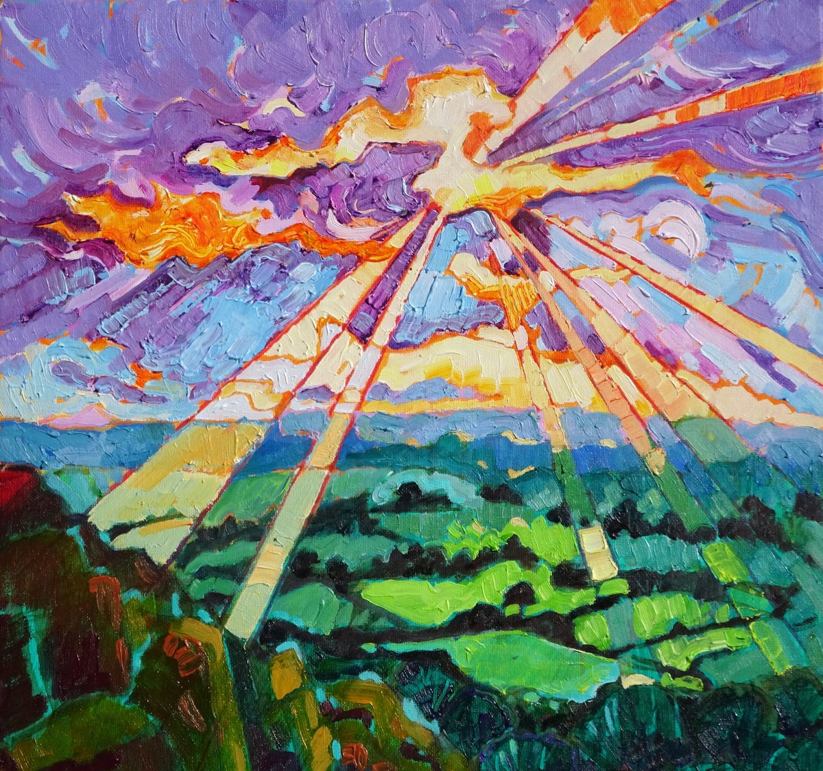 Peak District Landscape - Baslow Edge at Sunset Oil painting: Mary Kemp ...