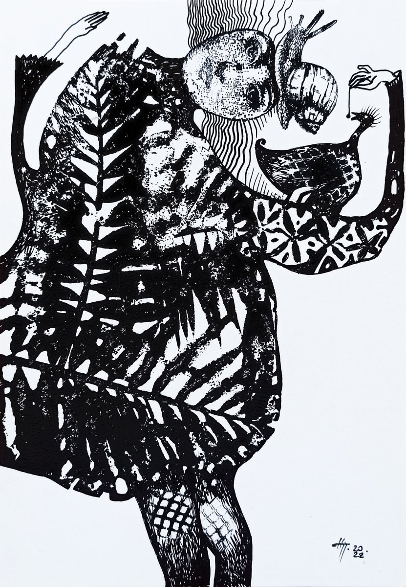 In the animal world Ink drawing by Natalia Pastuszenko | Artfinder