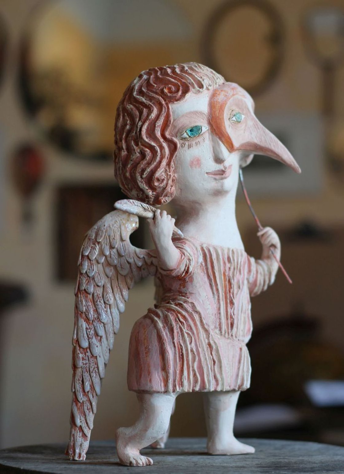 Mask of the Angel. Sculpture from the "Birds and Beards" exhibition ...