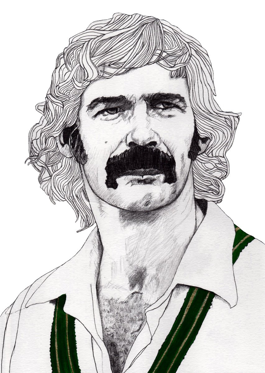 Cricket Dennis Lillee Pencil drawing: Paul Nelson-Esch | Artfinder