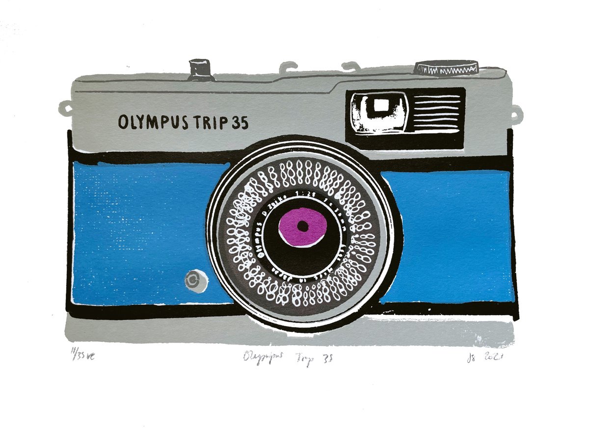 OLYMPUS TRIP 35 [BLUE] - Limited-edition, vintage camera screenprint ...