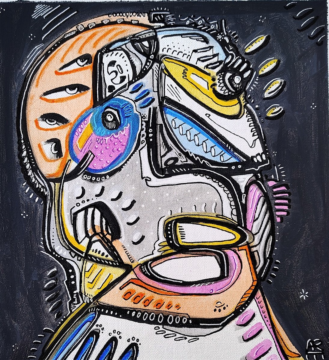 ABSTRACT FACE Acrylic painting by Angel Rivas | Artfinder