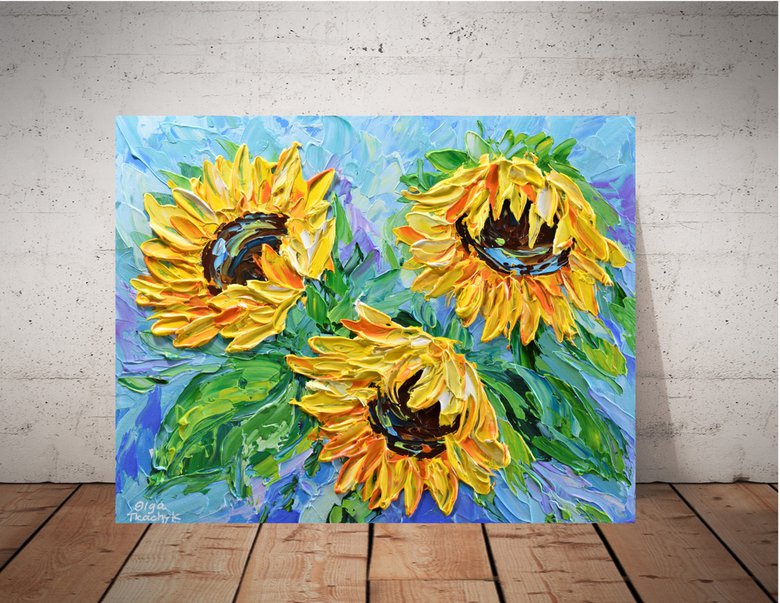 Sunflower Trio Acrylic painting by Olga Tkachyk | Artfinder