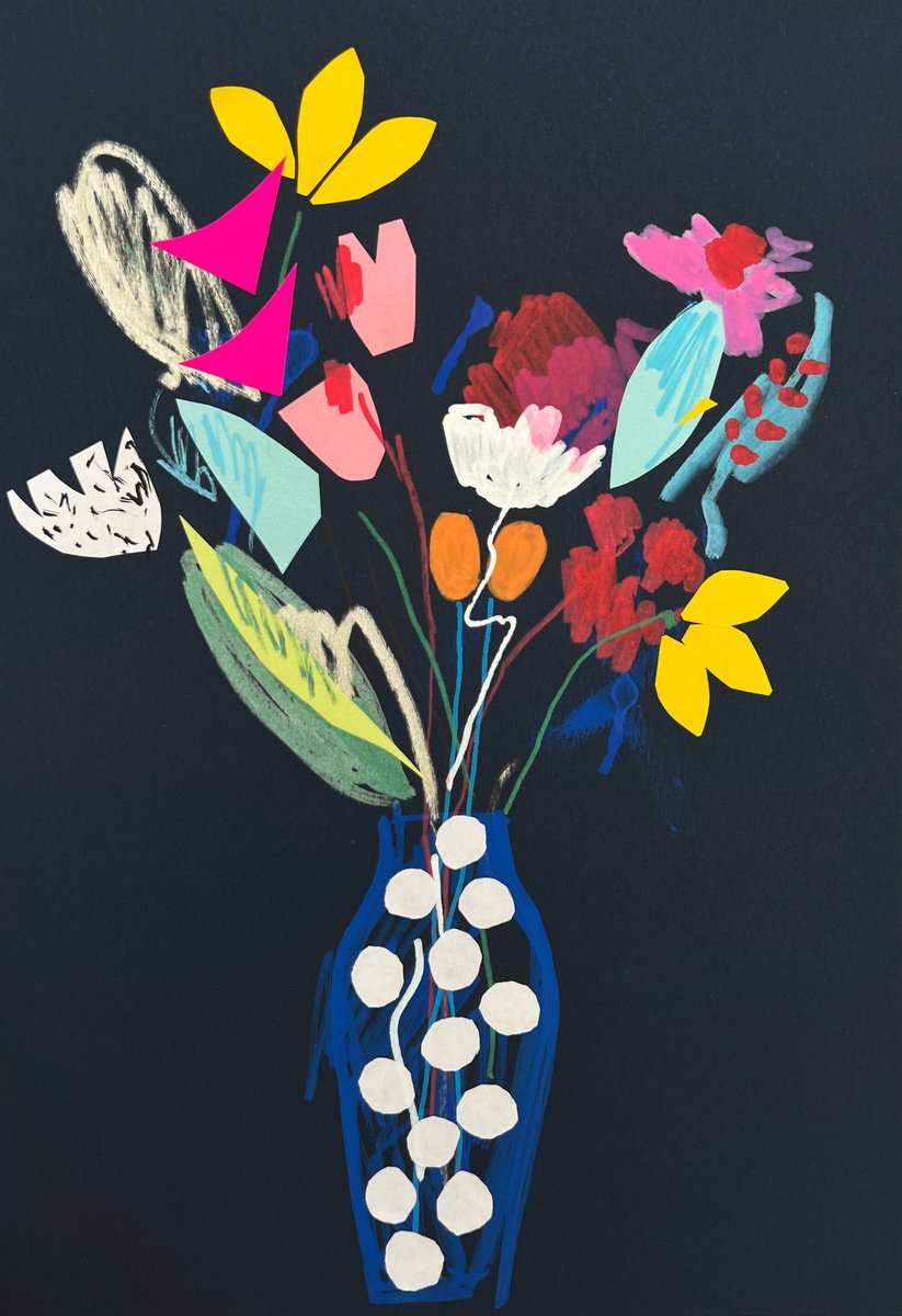 Midnight Colors Flowers Collage by Sasha Robinson | Artfinder