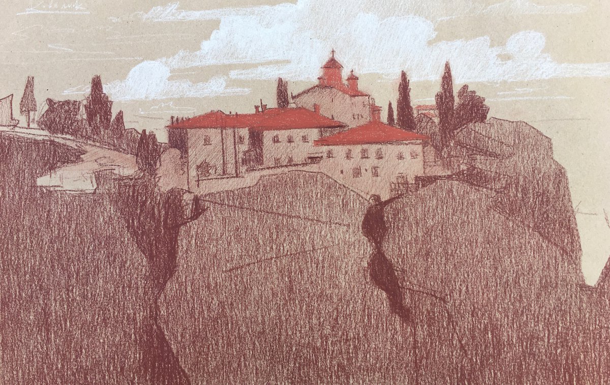 St.Stephen's Monastery in Meteora, Greece Drawing: Andrii Kovalyk ...