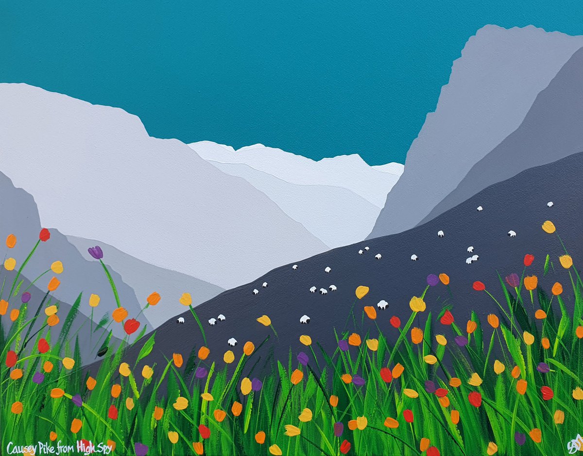 Causey Pike from High Spy, The Lake District Acrylic painting by Sam ...