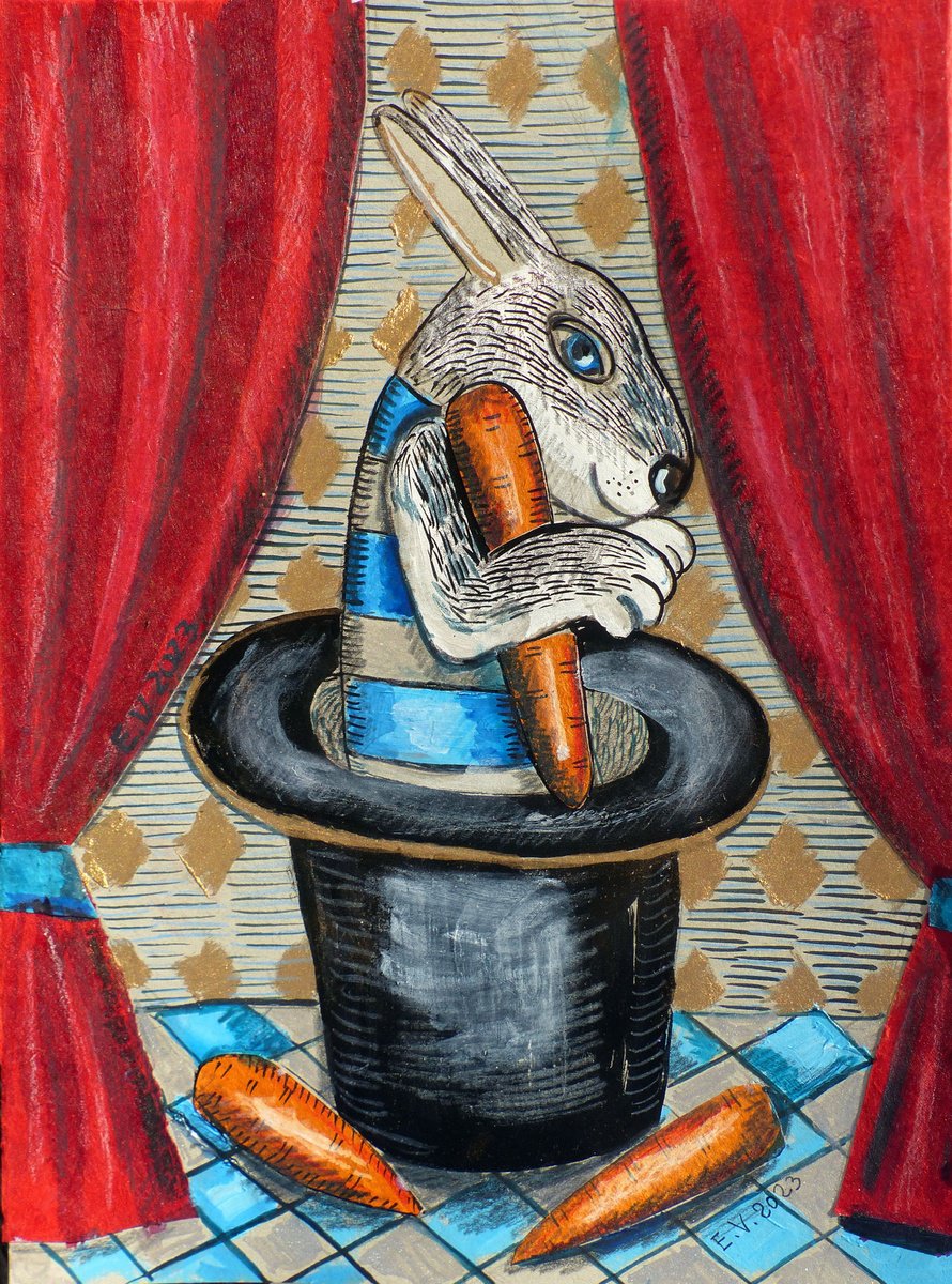 Magic bunny Mixed-media painting: Elizabeth Vlasova | Artfinder