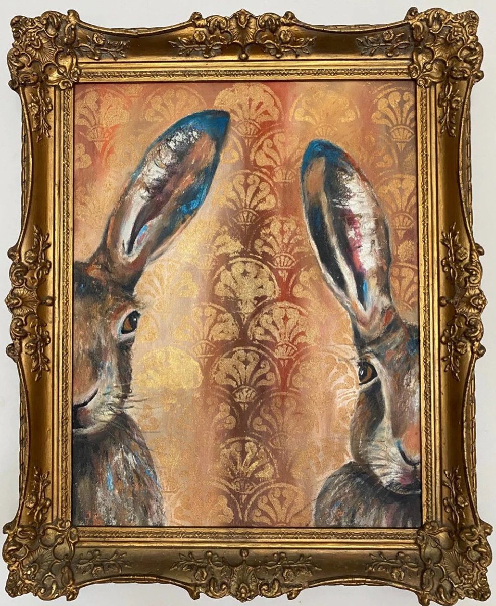 Splitting Hares Too Mixed-media painting: Charlotte Gerrard | Artfinder