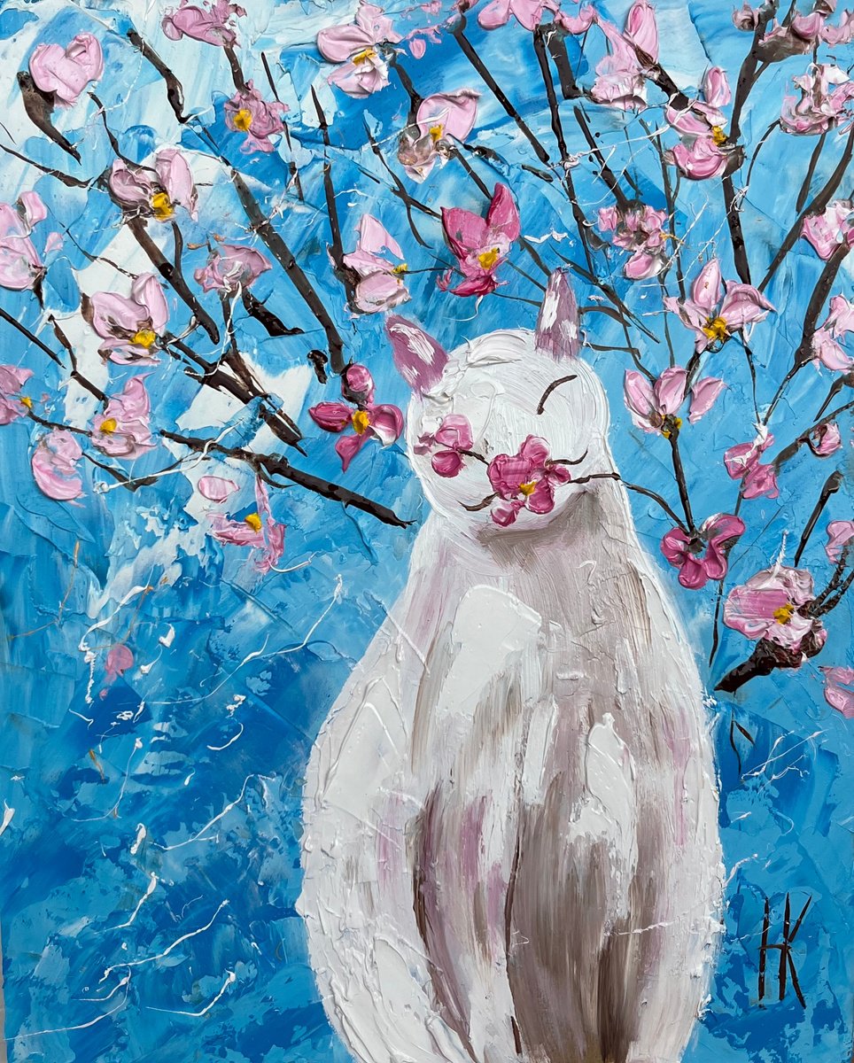 Van Gogh's Cat in the blossom garden Oil painting by Halyna Kirichenko ...
