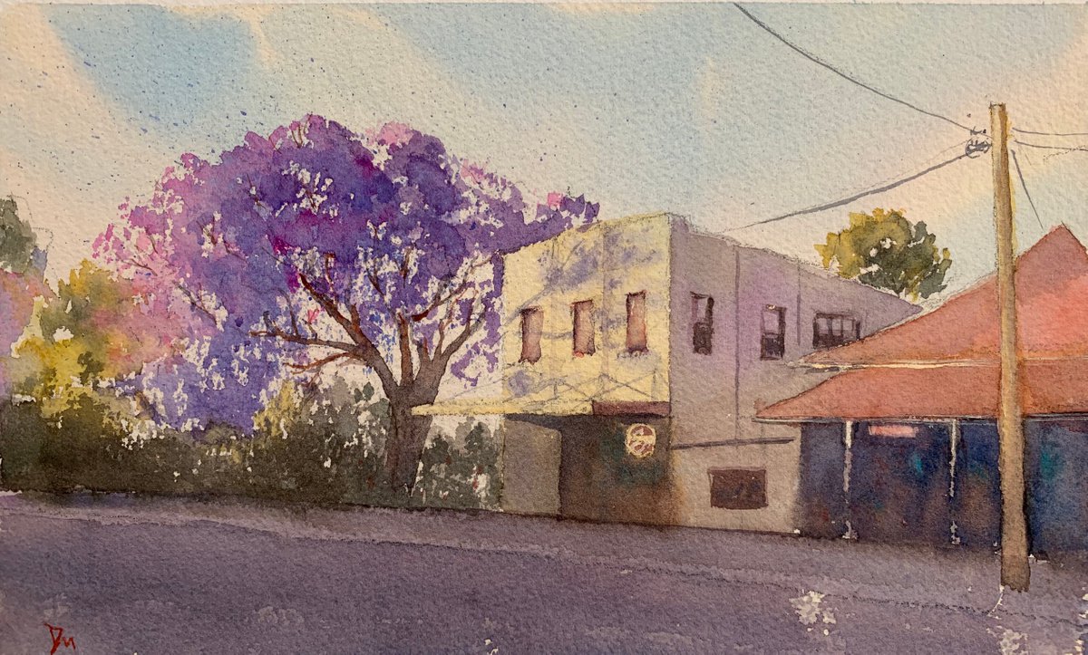 Jacaranda season Watercolour by Shelly Du | Artfinder